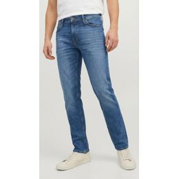 Jack & Jones Regular-fit-Jeans JACK & JONES "JJICLARK mit Used-Look und Stretch f&uuml;r den Alltag", Herren, Gr. 29, L&auml;nge 30, blau denim, Denim/Jeans, Obermaterial: 98% Baumwolle, 2% Elasthan, unifarben, regular fit lang, Jeans Regular-fit-Jeans, mit Abriebeffekten