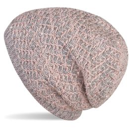Strickm&uuml;tze styleBREAKER "Strick Beanie M&uuml;tze mit Pailletten", Damen, rose, grau, 85% Polyacryl PAN. 15% Polyamid PA., Modisch, M&uuml;tzen Strickm&uuml;tze