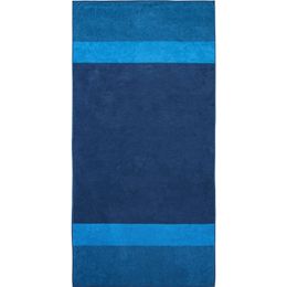 Saunatuch Dyckhoff "Two-Tone Stripe", blau, B:100cm L:200cm, Walkfrottee, Obermaterial: 100% Baumwolle, Handt&uuml;cher, Saunatuch, Made in Germany, aus 100% Baumwolle, trocknergeeignet
