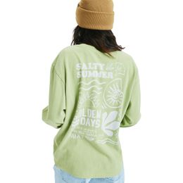 Langarmshirt Roxy "Hangloose Washed", Damen, Gr. S, leaf gr&uuml;n, Obermaterial: 100% Walkfrottier;, Shirts Langarmshirt