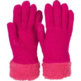 Strickhandschuhe styleBREAKER "Strickhandschuhe mit Perlmuster und Fleece", Damen, pink, Obermaterial: 70% Polyacryl PAN. 30% Wolle WO., Modisch, Handschuhe Strickhandschuhe