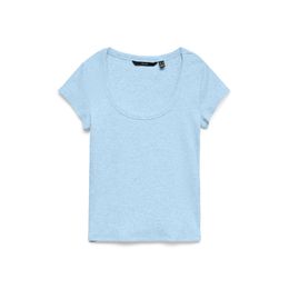 V&eacute;ro Moda Kurzarmshirt VERO MODA "VMCHLOE CS SHORT U-NECK NOOS", Damen, Gr. XS, ice water, Jersey, Obermaterial: 95% Baumwolle, 5% Elasthan, unifarben, normal, tiefer Rundhals, Shirts Kurzarmshirt, Baumwollmischung