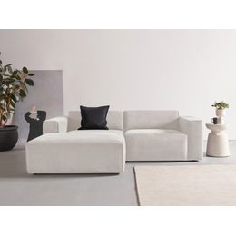Ecksofa Home Affaire "Noord mit Kedernaht, Breite 234 cm, L-Form", beige (sand), B:234cm H:71cm T:161cm, 94% Polyester; 6% Nylon, Sofas, Ecksofa, Cord, Struktur, Webstoff, mit Wellenunterfederung, Massivholzrahmen