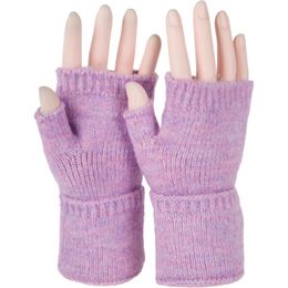 Strickhandschuhe styleBREAKER "Fingerlose Strickhandschuhe Einfarbig", Damen, lila (flieder meliert), Obermaterial: 100% Polyacryl PAN., Modisch, Handschuhe Strickhandschuhe