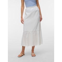 V&eacute;ro Moda Maxirock VERO MODA "VMTRINE MW MAXI SKIRT WVN NOOS", Damen, Gr. XS, snow wei&szlig;, Web, Obermaterial: 100% Baumwolle, unifarben, lang, R&ouml;cke Maxirock, Baumwolle
