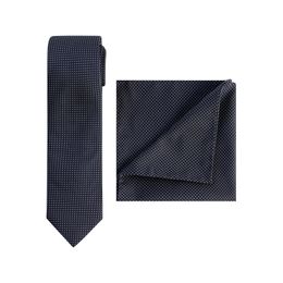 Krawatte BOSS "H-SET TIE-PKT SQ", Herren, dunkelblau, Web, Materialmix, gemustert, festlich, Krawatten Krawatte, mit Einstecktuch, Geschenkset