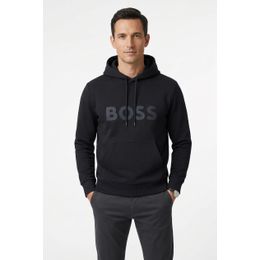 Hoodie BOSS Green "Soody", Herren, Gr. M, dunkelblau402, Sweatware, Obermaterial: 95% Baumwolle, 5% Elasthan, unifarben, normal, Rundhals, B&uuml;ndchen, Sweatshirts Hoodie, Regular Fit, Kapuze mit Kordel, K&auml;ngurutasche, Logo-Druck