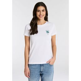 T-Shirt BOSS Orange "Elove Premium Damenmode", Damen, Gr. L, wei&szlig; 100, Single Jersey, Obermaterial: 100% Baumwolle, unifarben, slim fit normal, Rundhals, Shirts T-Shirt, im Slim Fit, bestickt