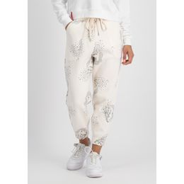 Jogginghose Alpha Industries "Crane Jogger Women", Damen, Gr. S, Normalgr&ouml;&szlig;en, wei&szlig; (jet stream wei&szlig;), Obermaterial: 80% Baumwolle, 20% Polyester, Hosen Jogginghose