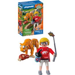Konstruktions-Spielset Playmobil "Zoo: Tiger und Besucher (72089), Animals & Friends", bunt, Spielbausteine, Kinder, Kunststoff, Konstruktions-Spielset, Made in Europe