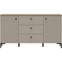 Sideboard Home Affaire "Luminara", beige (cashmere (beige), eiche), B:150cm H:81cm T:41cm, Holzwerkstoff, MDF, Metall, Sideboards, Sideboard, Kommode mit Soft-Close Funktion - 120 oder 150 cm Breite
