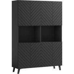 Highboard Home Affaire "Phuket, Front MDF", schwarz (graphite schwarz matt, graphite schwarz matt mdf), B:120cm H:168cm T:39cm, FSC-zertifizierter Holzwerkstoff, Holzwerkstoff, Kunststoff, MDF, Sideboards, Highboard, Moderne Hochkommode ohne Griffe mit 10 F&auml;chern, Breite 120 cm