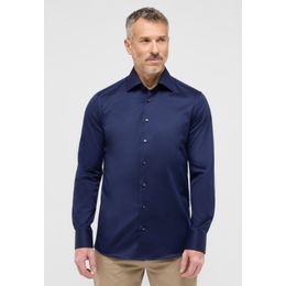 Langarmhemd Eterna "SLIM FIT", Damen, Gr. 43, Normalgr&ouml;&szlig;en, blau (dunkelblau), Twill, 100% Baumwolle, schmal, Manschette, Hemden Langarmhemd, NON IRON (b&uuml;gelfrei)