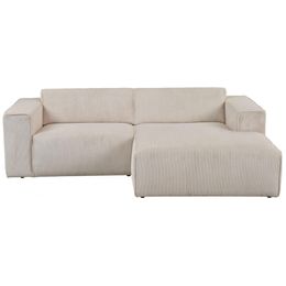 Ecksofa Home Affaire "Noord mit Kedernaht, Breite 234 cm, L-Form", beige (cream), B:234cm H:71cm T:161cm, 94% Polyester; 6% Nylon, Sofas, Ecksofa, Cord, Struktur, Webstoff, mit Wellenunterfederung, Massivholzrahmen