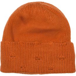 Strickm&uuml;tze styleBREAKER "Strickm&uuml;tze mit Rippenmuster und Rissen", Damen, braun (cognac), 100% Polyacryl PAN., Modisch, M&uuml;tzen Strickm&uuml;tze