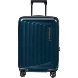Hartschalen-Trolley Samsonite "NUON, verschiedene Gr&ouml;&szlig;en und Farben", Damen, Gr. B/H/T: 40cm x 55cm x 20cm 38 l, blau (metallic dunkelblau), Polycarbonat, unifarben, Koffer Hartschalen-Trolley, mit Volumenerweiterung, mit Tragegriff oben und seitlich
