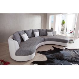 Ecksofa Home Affaire "Limoncello organische Formensprache, L-Form", grau (wei&szlig;, wei&szlig;, grau), B:287cm H:76cm T:160cm, 100% PU (Kunstleder)/90% Polyester, 10% Acrylic, Sofas, Ecksofa, ergonomische Form