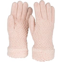 Strickhandschuhe styleBREAKER "Strickhandschuhe mit Perlmuster und Fleece", Damen, altrose, Obermaterial: 70% Polyacryl PAN. 30% Wolle WO., Modisch, Handschuhe Strickhandschuhe