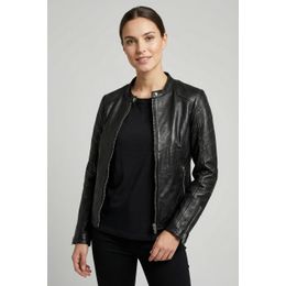 Lederjacke Mauritius "MWClee", Damen, Gr. S (38), schwarz, Obermaterial: 100% Schafsleder. Futter: 100% Baumwolle. &Auml;rmelfutter: 100% Polyester, unifarben, slim fit h&uuml;ftlang, mit Rei&szlig;verschluss, Jacken Lederjacke, Bikerjacke mit Nietenbesatz, Slim Fit