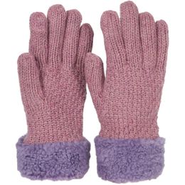 Strickhandschuhe styleBREAKER "Strickhandschuhe mit Perlmuster und Fleece", Damen, mauve, Obermaterial: 70% Polyacryl PAN. 30% Wolle WO., Modisch, Handschuhe Strickhandschuhe