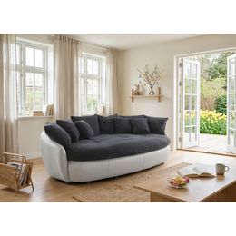 Big-Sofa COTTA "Aruba", lava, argent, B:238cm H:79cm T:140cm, Luxus-Microfaser (100% Polyester); Microfaser-Feinstruktur (pflegeleichte Microfaser, mit feiner Struktur, 100% Polyester), Sofas, Big-Sofa, gem&uuml;tliches Megasofa in XXL in organischer Form mit vielen Kissen
