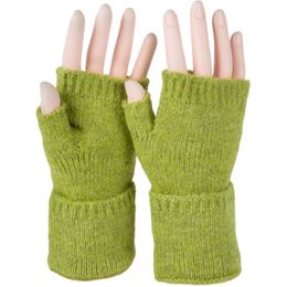 Strickhandschuhe styleBREAKER "Fingerlose Strickhandschuhe Einfarbig", Damen, gr&uuml;n (limettengr&uuml;n), Obermaterial: 100% Polyacryl PAN., Modisch, Handschuhe Strickhandschuhe