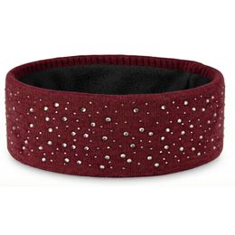 Stirnband styleBREAKER "Feinstrick Stirnband mit Strass", Damen, rot (bordeaux, rot), Obermaterial: 100% Viskose CV., Modisch, M&uuml;tzen Stirnband