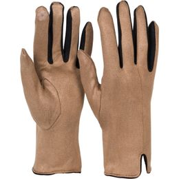Fleecehandschuhe styleBREAKER "Touchscreen Handschuhe Kontrast", Damen, grau (taupe), Obermaterial: 10% Elasthan EL. 90% Polyester PES., Modisch, Handschuhe Fleecehandschuhe