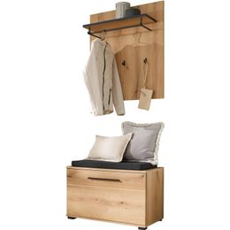 Garderoben-Set Home Affaire "Cantara, moderne Garderobe, Komplettset mit viel Stauraum", eiche evoke, B:80cm H:200cm T:39cm, FSC-zertifizierter Holzwerkstoff, Kastenm&ouml;bel-Sets, Garderoben-Set, enth&auml;lt Garderobenbank inkl. Sitzkissen & Garderobenpaneel