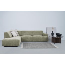 Ecksofa Home Affaire "Linkka, Breite 282 cm", gr&uuml;n, B:282cm H:75cm T:223cm, 90% PES, 10% Nylon, Sofas, Ecksofa, L-Form, in einem weichen Chenille-Stoff, mit Wellenunterfederung