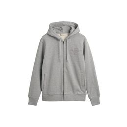 Sweatshirt Gant "Sweatjacke REGULAR TONAL SHIELD FULL ZIP HOODIE", Herren, Gr. M, grau, Obermaterial: 100% Baumwolle CO., Sweatshirts Sweatshirt