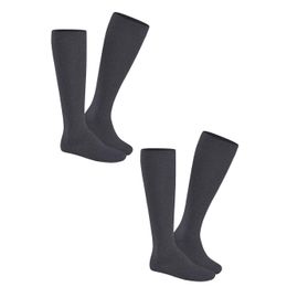 Kniestr&uuml;mpfe Hudson "ONLY 2-PACK", Herren, Gr. 43-46, grau, meliert, Baumwollmischung, normal, Socken Kniestr&uuml;mpfe, Komfortbund mit weitem Fu&szlig;ausschnitt