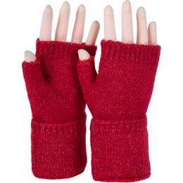 Strickhandschuhe styleBREAKER "Fingerlose Strickhandschuhe Einfarbig", Damen, rot (weinrot), Obermaterial: 100% Polyacryl PAN., Modisch, Handschuhe Strickhandschuhe