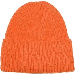 Strickm&uuml;tze styleBREAKER "Strickm&uuml;tze mit Rippenmuster und Rissen", Damen, orange, 100% Polyacryl PAN., Modisch, M&uuml;tzen Strickm&uuml;tze