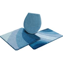 Badematte OTTO HOME "Josie, Badvorleger, Badezimmer Teppich" Gr. 12, blau, H:20mm, Polyester, Badematten, Badematte, Badteppich, Badematten, rechteckig, rund & als 3-tlg. Set erh&auml;ltlich