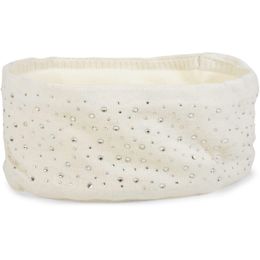 Stirnband styleBREAKER "Feinstrick Stirnband mit Strass", Damen, wei&szlig; (creme, wei&szlig;), Obermaterial: 100% Viskose CV., Modisch, M&uuml;tzen Stirnband