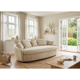 Big-Sofa COTTA "Aruba", beige, ivory, B:238cm T:140cm, Luxus-Microfaser (100% Polyester); Microfaser-Feinstruktur (pflegeleichte Microfaser, mit feiner Struktur, 100% Polyester), Sofas, Big-Sofa, gem&uuml;tliches Megasofa in XXL in organischer Form mit vielen Kissen