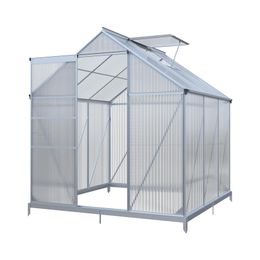 Juskys&reg; Aluminium Gew&auml;chshaus 3,6 m&sup2; - Dachfenster inkl. Fundament f&uuml;r Garten