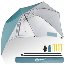 HOMECALL Strandmuschel mit umbrella system, UV-resistentes 50+ Umfunktionieren, f&uuml;r 2-3 Personen, Blau
