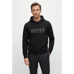 Hoodie BOSS Green "Soody", Herren, Gr. L, schwarz001, Sweatware, Obermaterial: 95% Baumwolle, 5% Elasthan, unifarben, normal, Rundhals, B&uuml;ndchen, Sweatshirts Hoodie, Regular Fit, Kapuze mit Kordel, K&auml;ngurutasche, Logo-Druck