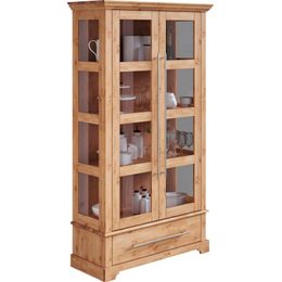 Vitrine OTTO HOME "Melissa", beige (natur), B:94cm H:169cm T:39cm, Massivholz, Schr&auml;nke, Vitrine, H&ouml;he 169 cm, Breite 94 cm, 2-t&uuml;rig, Kiefer massiv, FSC