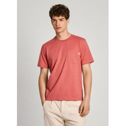 T-Shirt Pepe Jeans "MANS TEE", Herren, Gr. L, braun (cedar wood braun), Jersey, Obermaterial: 50% Baumwolle, 50% Polyester, regular fit, Rundhals, Shirts T-Shirt