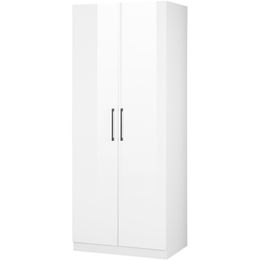 Kleiderschrank OTTO HOME "Sylt Schlafzimmerschrank Garderobe Schrank hochglanz", wei&szlig;, B:80cm H:200cm T:52cm, FSC-zertifizierter Holzwerkstoff, Schr&auml;nke, Kleiderschrank, Dreht&uuml;renschrank mit perfekter Innenausstattung, Breite 80cm, Topseller
