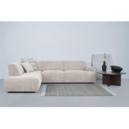 Ecksofa Home Affaire "Linkka, Breite 282 cm", beige (natural), B:282cm H:75cm T:223cm, 90% PES, 10% Nylon, Sofas, Ecksofa, L-Form, in einem weichen Chenille-Stoff, mit Wellenunterfederung