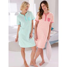 w&auml;schepur Sleepshirt W&Auml;SCHEPUR "Sleepshirts", Damen, Gr. 36/38, Normalgr&ouml;&szlig;en, aquamarin, flamingo, 100% Baumwolle, bedruckt, gemustert, mehrfarbig, Kleider Sleepshirt