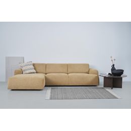 Ecksofa Home Affaire "Linkka, Breite 301 cm", gelb (mustard), B:301cm H:75cm T:163cm, 90% PES, 10% Nylon, Sofas, Ecksofa, L-Form, in einem weichen Chenille-Stoff, mit Wellenunterfederung
