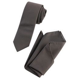 Krawatte BOSS "H-SET TIE-PKT SQ", Herren, schwarz braun, Web, Materialmix, gemustert, festlich, Krawatten Krawatte, mit Einstecktuch, Geschenkset