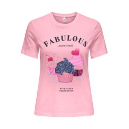 Kurzarmshirt Only "ONLKITA LIFE S/S TOP BOX JRS", Damen, Gr. L, romance rose print:fabulous muffins, Jersey, Obermaterial: 100% Baumwolle, bedruckt, regular fit normal, Rundhals, Shirts Kurzarmshirt, Baumwolle, regular fit, Rundhals, Topseller