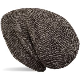 Strickm&uuml;tze styleBREAKER "Melierte Feinstrick Beanie M&uuml;tze mit Fleece", Damen, dunkelbraun, beige, 100% Viskose CV., Modisch, M&uuml;tzen Strickm&uuml;tze