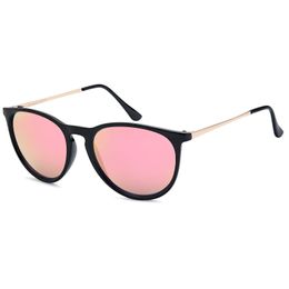 Sonnenbrille styleBREAKER "Sonnenbrille mit ovalen Gl&auml;sern", Herren, gestell schwarz, glas pink verspiegelt, Modisch, Sonnenbrillen Sonnenbrille